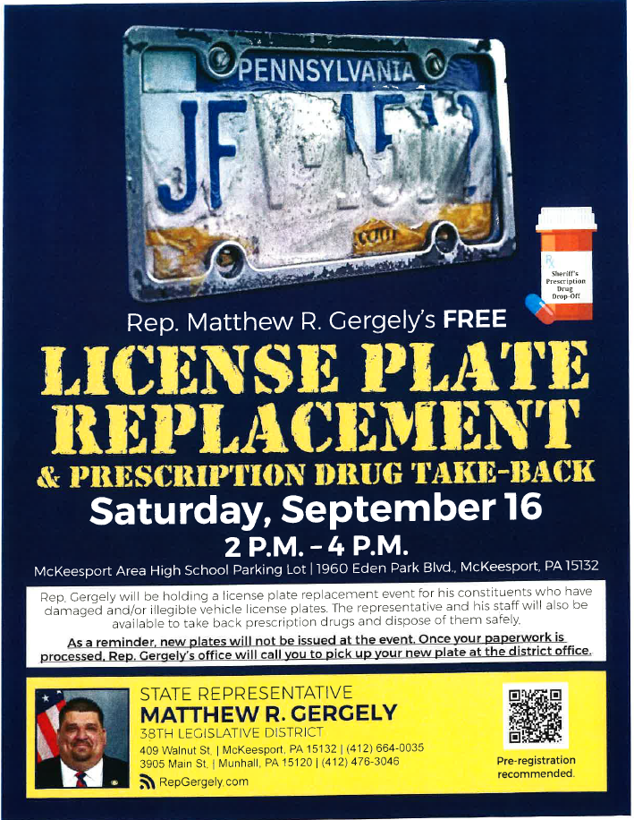 License Plate Replacement & Prescription Drug Take-Back – Homestead